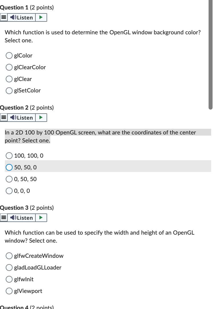 Solved Which Function Is Used To Determine The Opengl Window