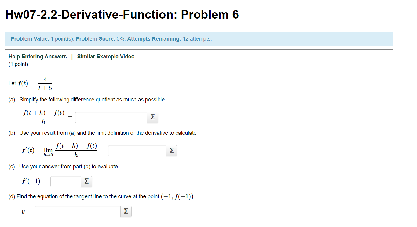 Solved Hw07 2 2 Derivative Function Problem 6 Problem