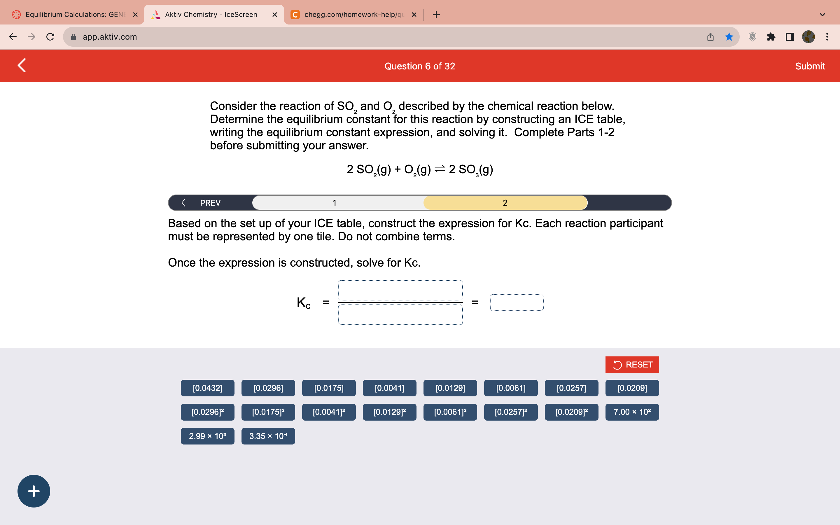 Consider the reaction of SO_(2) and O_(2) described | Chegg.com