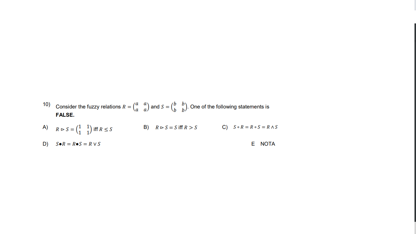 Solved Consider the fuzzy relations R=([a,a],[a,a]) ﻿and | Chegg.com