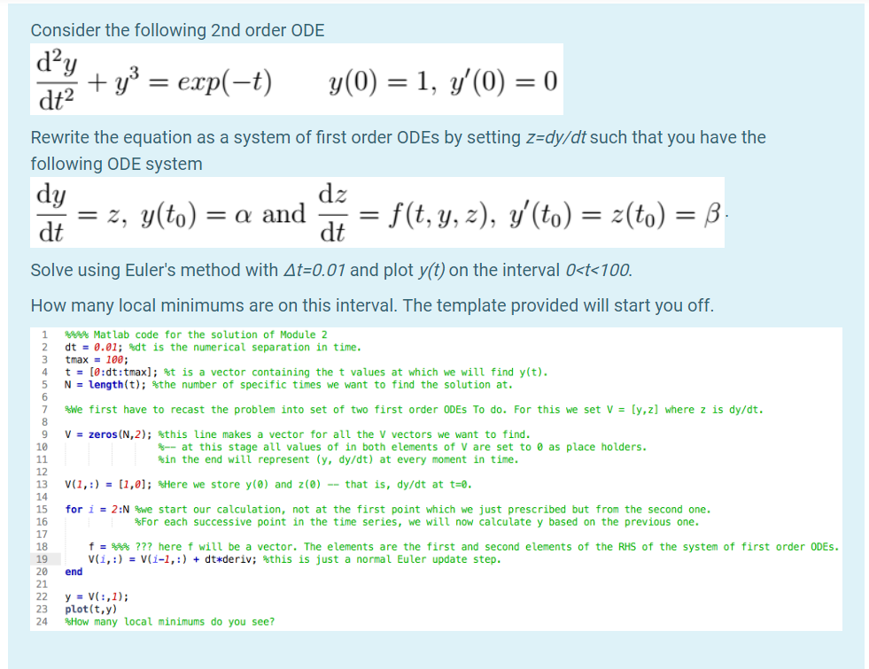 Solved Consider the following 2nd order ODE day 12 + yº = | Chegg.com