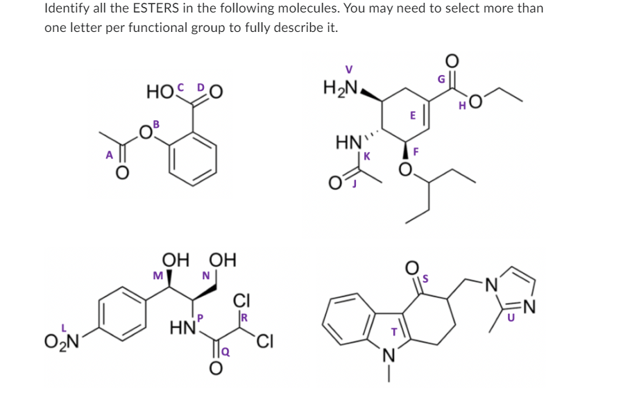 Solved Identify all the ESTERS in the following molecules. | Chegg.com