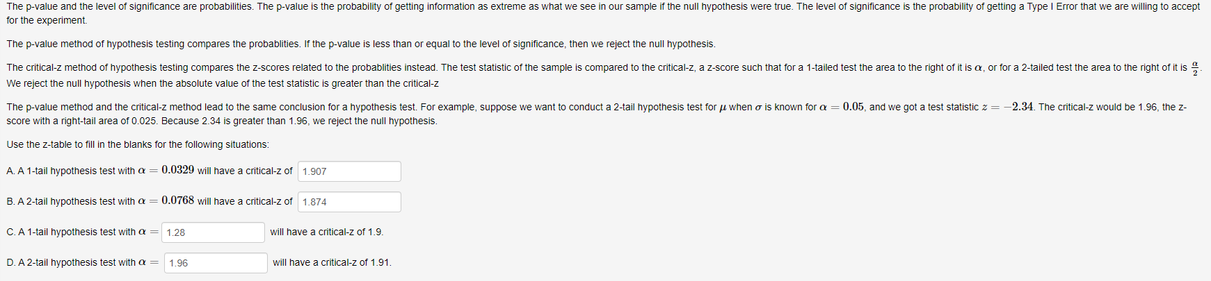 Solved for the experiment. The p-value method of hypothesis | Chegg.com