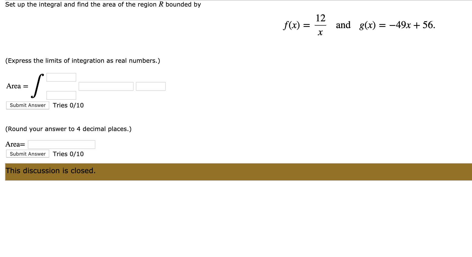Solved Set up the integral and find the area of the region R | Chegg.com