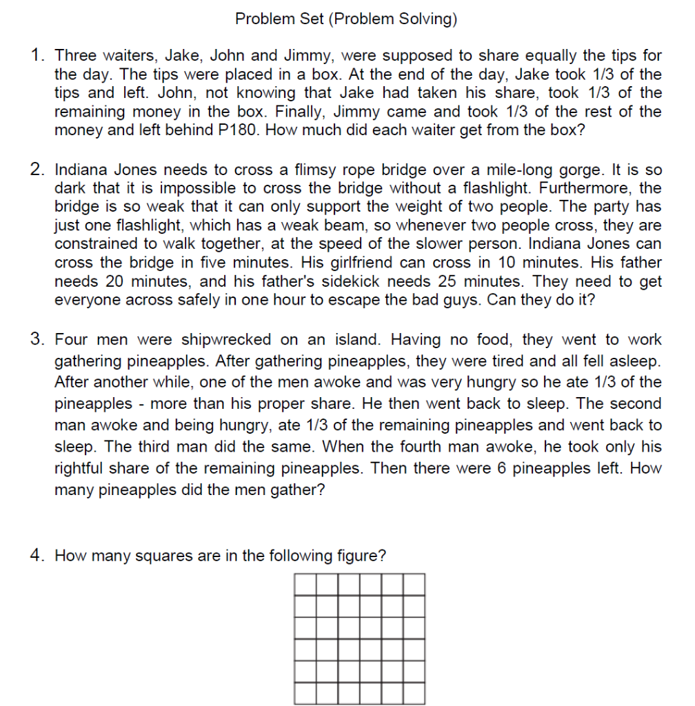 Solved Problem Set (Problem Solving) 1. Three waiters, Jake, | Chegg.com