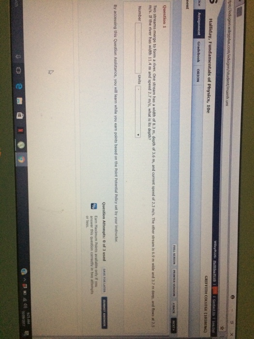 Solved Two streams merge to form a rive. One stream has a | Chegg.com