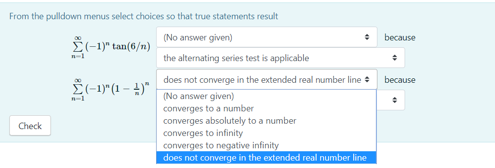 Solved From the pulldown menus select choices so that true | Chegg.com
