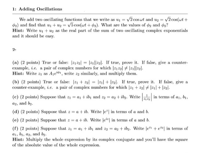 Solved 1: Adding Oscillations We add two oscillating | Chegg.com