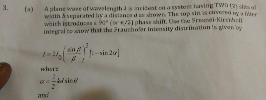 Solved 3, (a) A plane wave of wavelength 2 is incident on a | Chegg.com