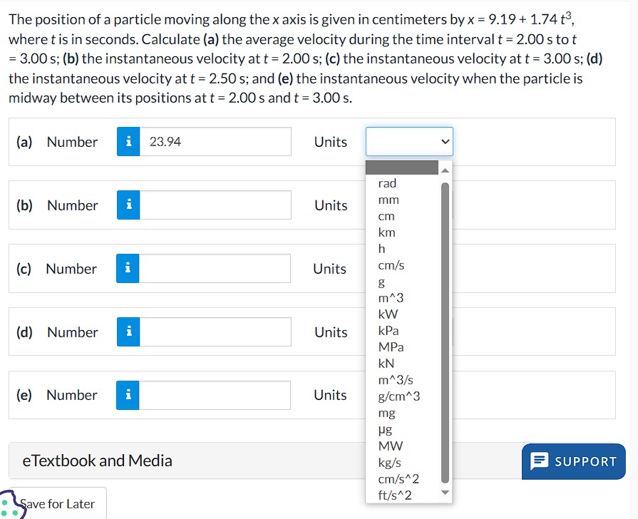 Solved The position of a particle moving along the x ﻿axis | Chegg.com