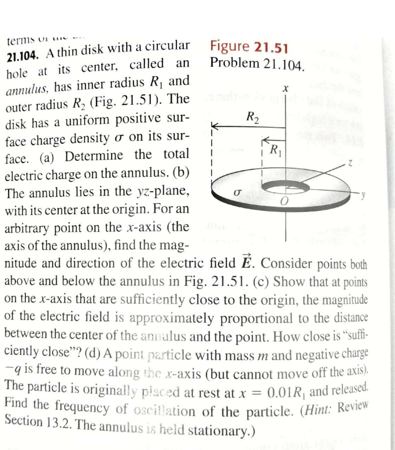 Solved 21.104. ﻿A thin disk with a circular Figure 21.51 | Chegg.com