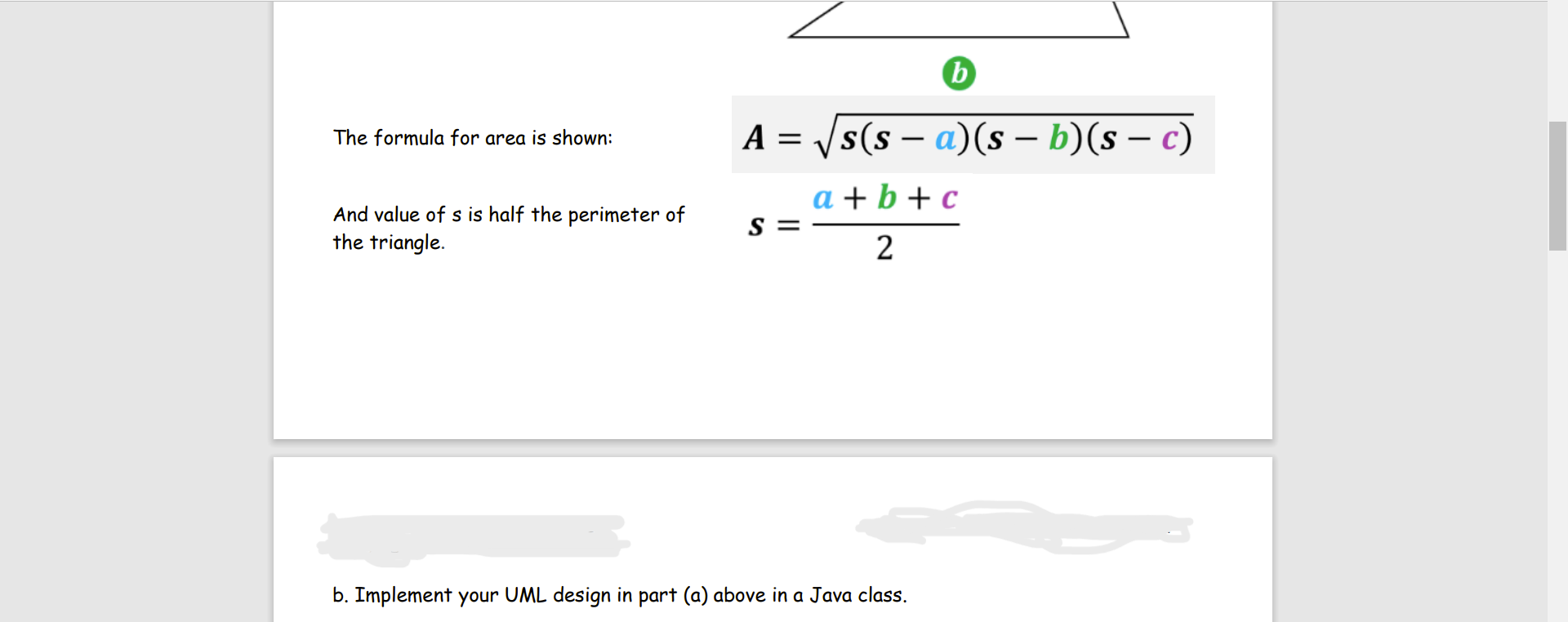 Solved a. Using UML notation, design a class called Triangle | Chegg.com