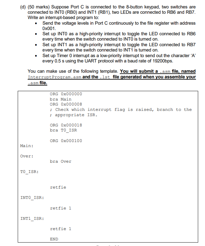(d) (50 marks) Suppose Port C is connected to the | Chegg.com