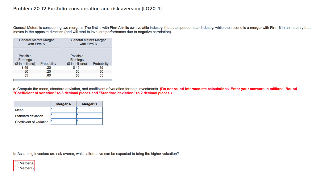Solved Problem 20-12 Portfolio consideration and risk | Chegg.com
