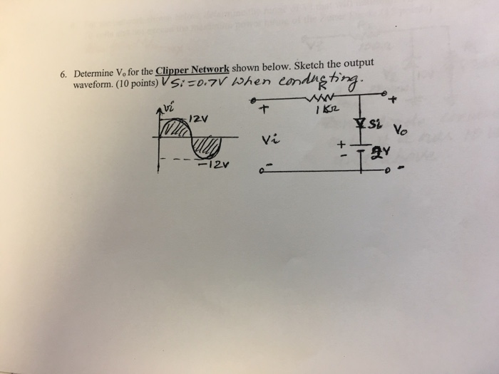 Solved Determine Vo for the Clipper Network shown below. | Chegg.com Solved Determine Vo for the Clipper Network shown below. | Chegg.com