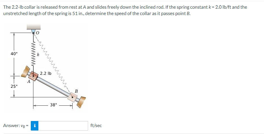 Solved The 2.2-lb collar is released from rest at A and | Chegg.com