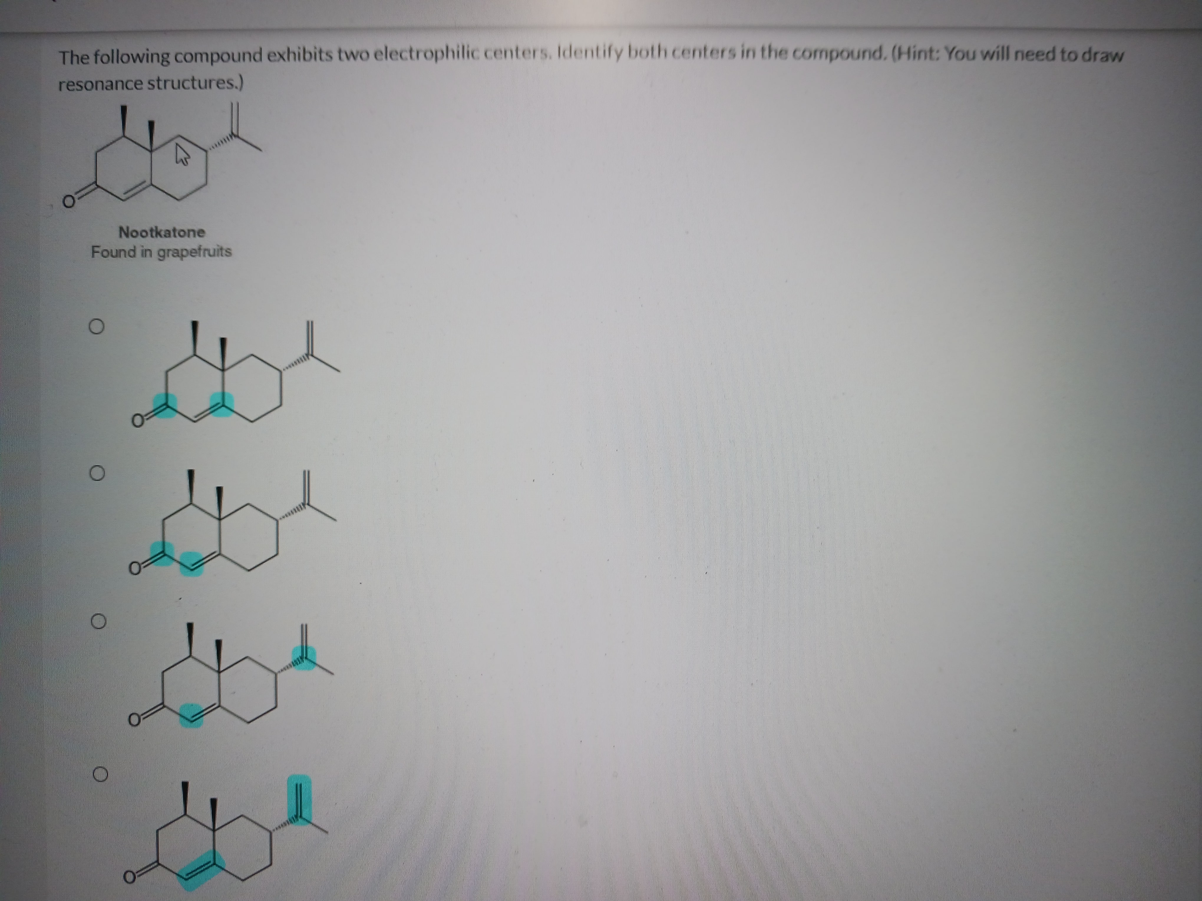 Solved The following compound exhibits two electrophilic | Chegg.com