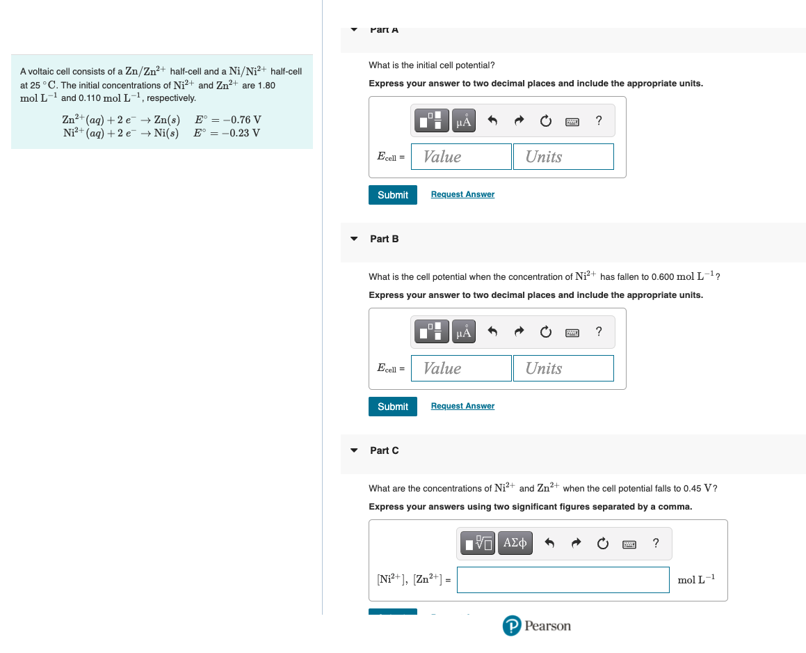 Solved Part A What is the initial cell potential? Express | Chegg.com
