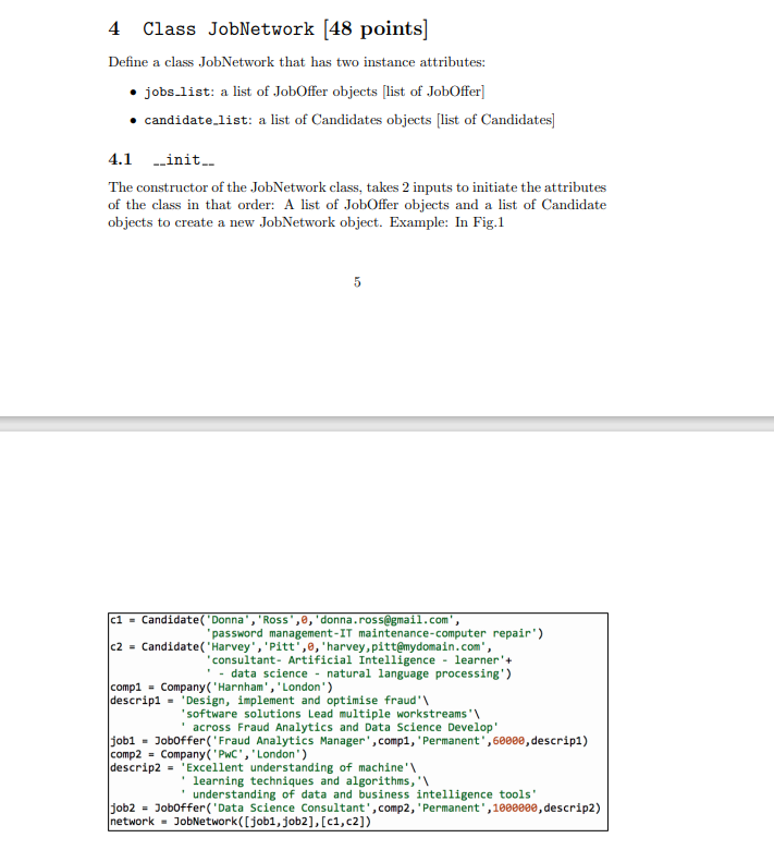 Solved 4 Class JobNetwork [48 points] Define a class | Chegg.com