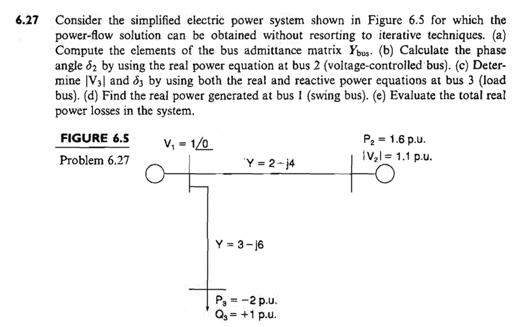 Solved 6.27 Consider the simplified electric power system | Chegg.com