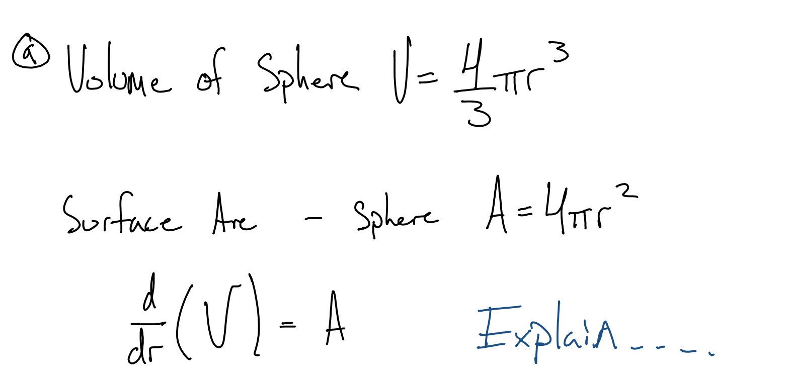 Solved volume @ Volume of Sphere V= 4tr Surface Are - Sphere | Chegg.com