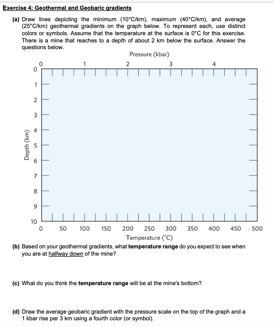 Exercise 4: Geothermal and Geobaric gradients(a) | Chegg.com