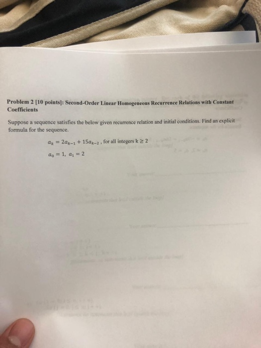 Solved Problem 2 [10 points]: Second-Order Linear | Chegg.com
