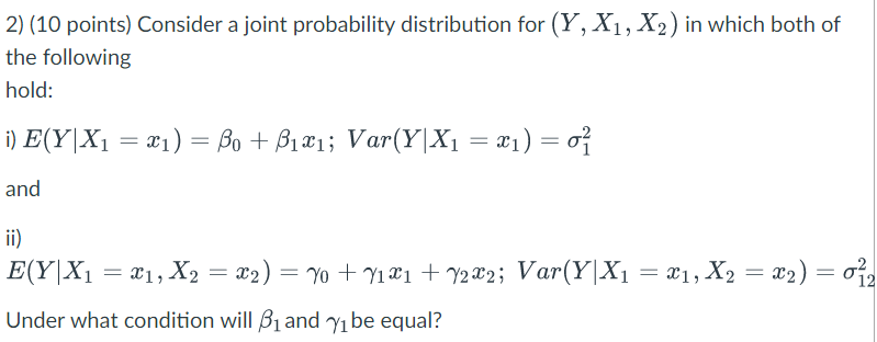 2) (10 points) Consider a joint probability | Chegg.com