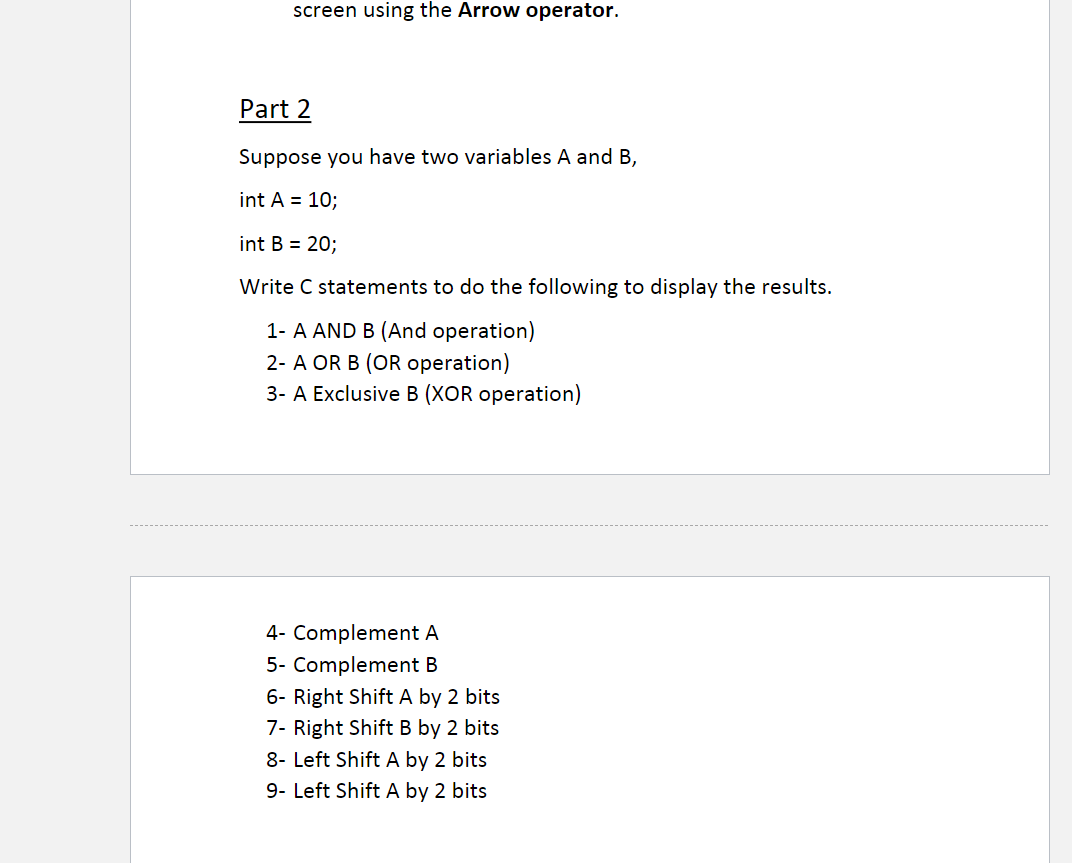 Solved screen using the Arrow operator. Part 2 Suppose you | Chegg.com