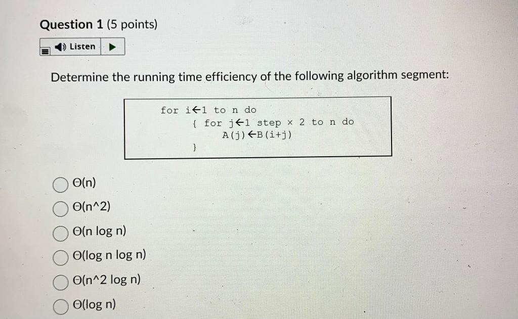 Solved Determine the running time efficiency of the | Chegg.com