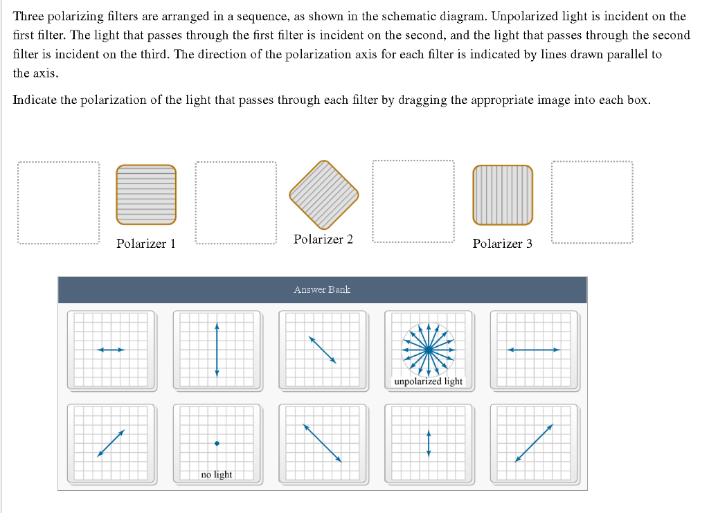 Solved Three polarizing filters are arranged in a sequence, | Chegg.com
