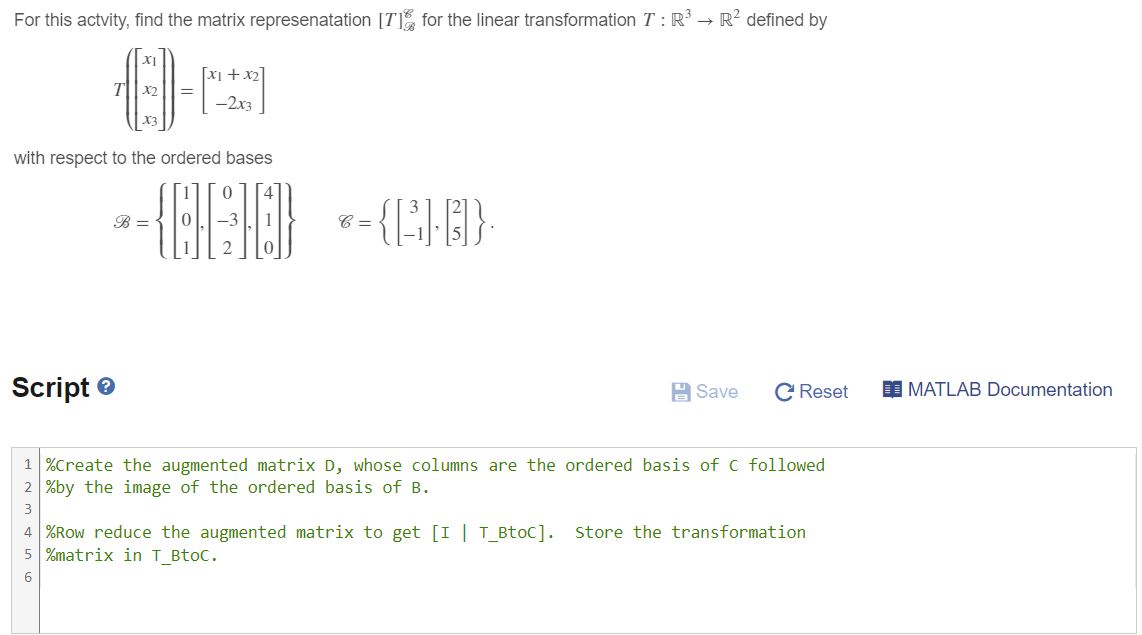 Solved For this actvity, find the matrix represenatation | Chegg.com