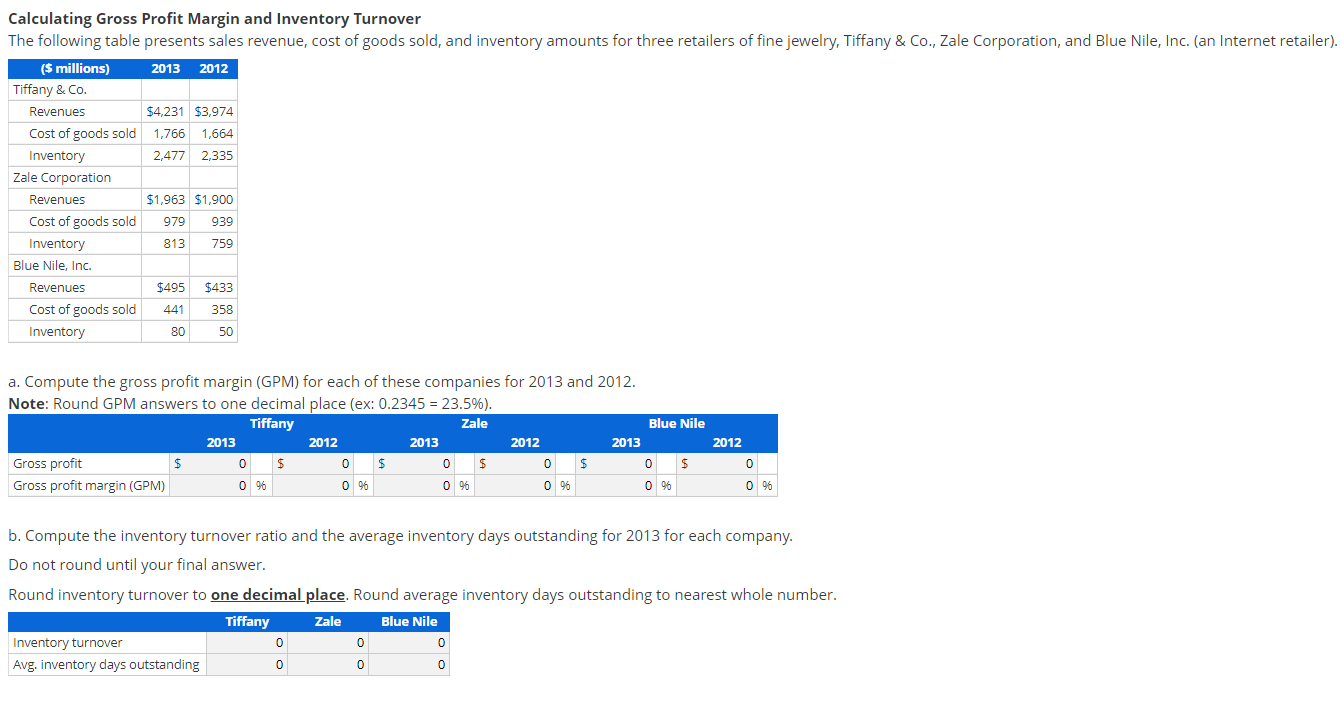 Solved Calculating Gross Profit Margin and Inventory | Chegg.com