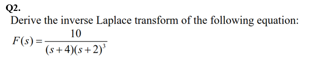 Solved Derive the inverse Laplace transform of the following | Chegg.com