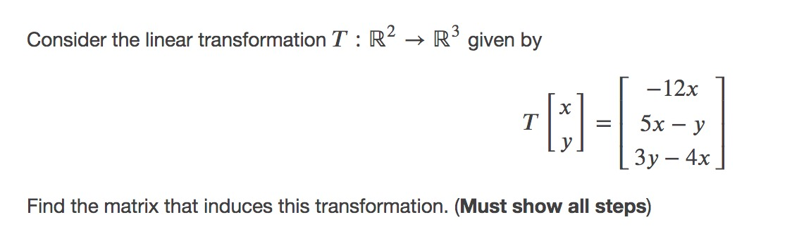 Solved Consider the linear transformation T : R2 + R3 given | Chegg.com