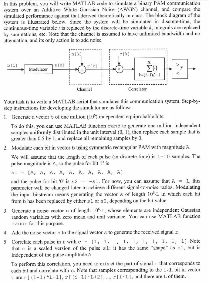In this problem, you will write MATLAB code to | Chegg.com
