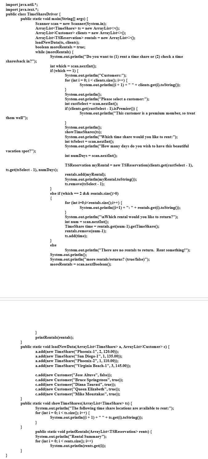 Solved JAVA // Create a class named PremiumTS that extends | Chegg.com