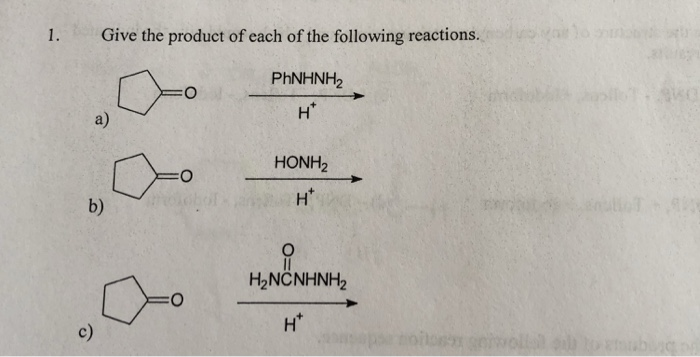 Solved 1. Give the product of each of the following | Chegg.com