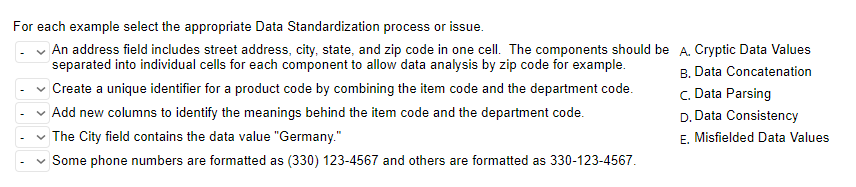 Solved For each example select the appropriate Data | Chegg.com
