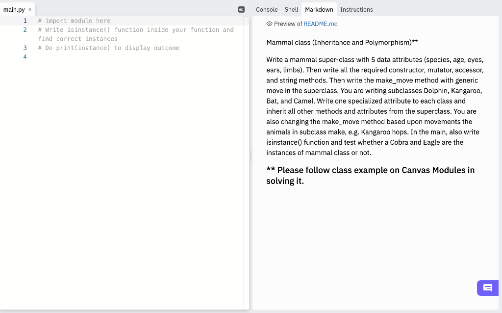 Solved Main Py X E Console Shell Markdown Instructions 1 2