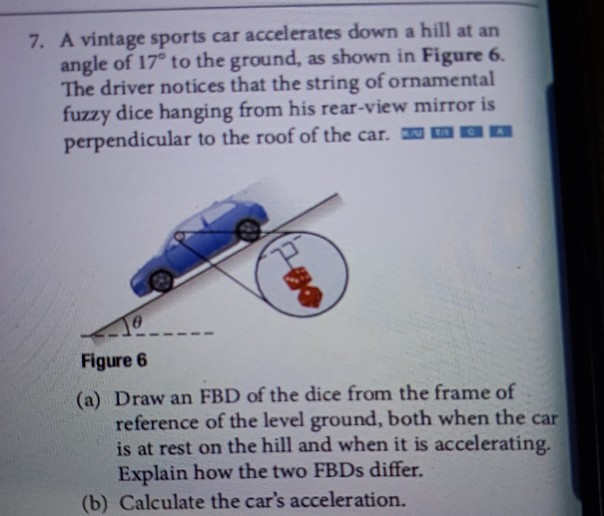 Solved 7. A vintage sports car accelerates down a hill at an | Chegg.com
