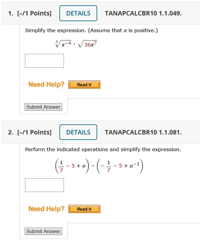 Solved Solve all and show work please.[-/1 | Chegg.com
