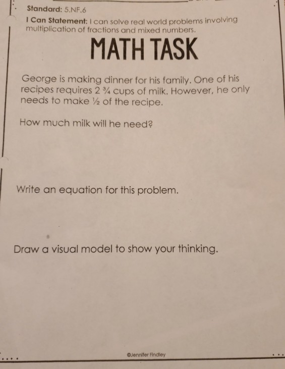Solved Standard: 5.NF.6 I Can Statement: I can solve real | Chegg.com