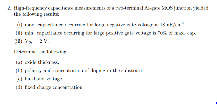 2. High-frequency capacitance measurements of a | Chegg.com