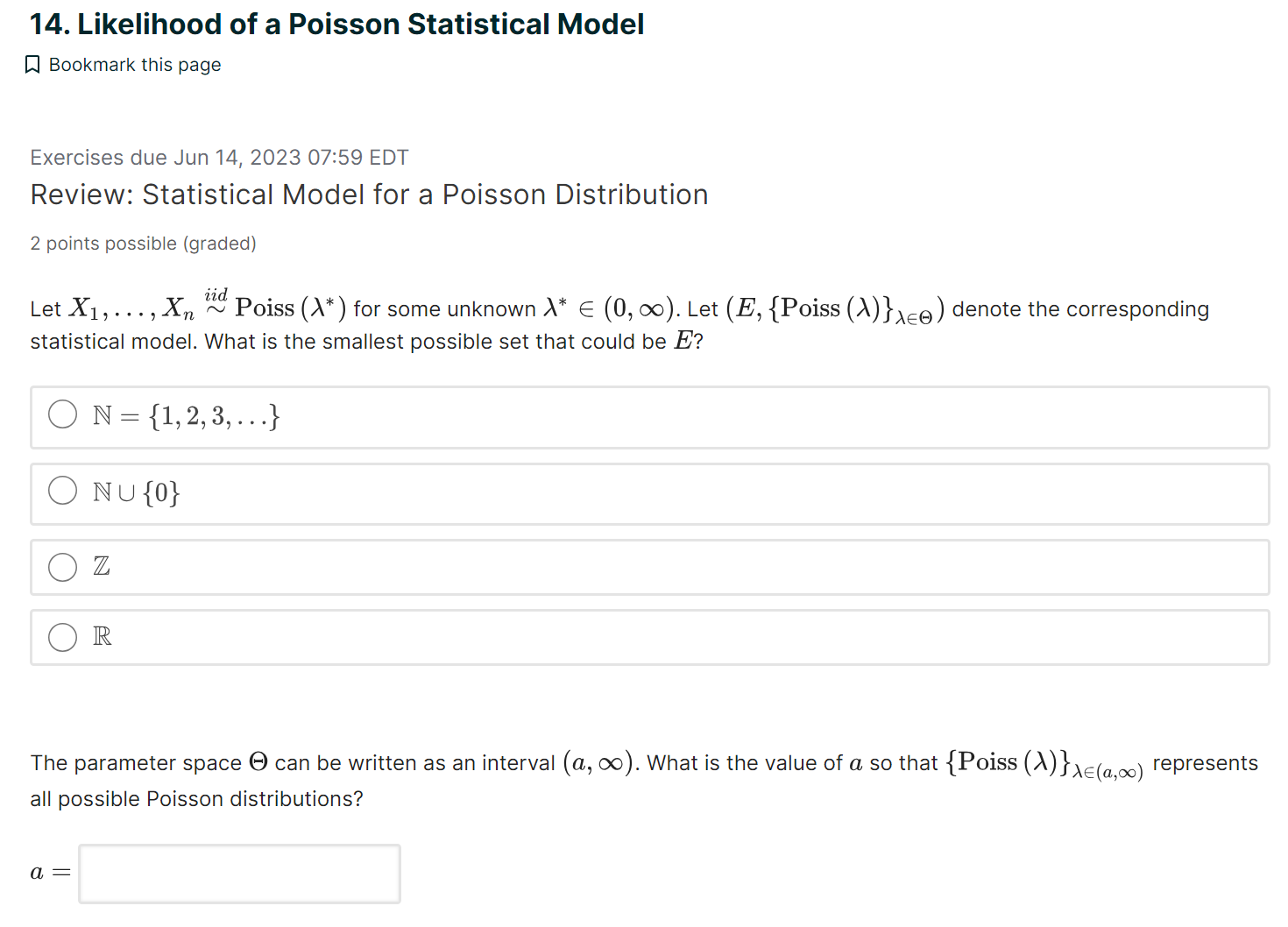 Solved 14. Likelihood of a Poisson Statistical Model | Chegg.com