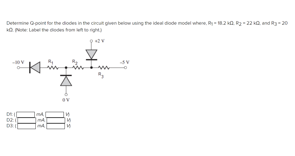 Solved Determine Q-point for the diodes in the circuit given | Chegg.com