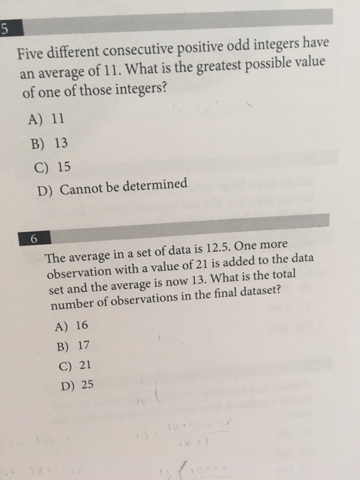 Solved Five different consecutive positive odd integers have | Chegg.com