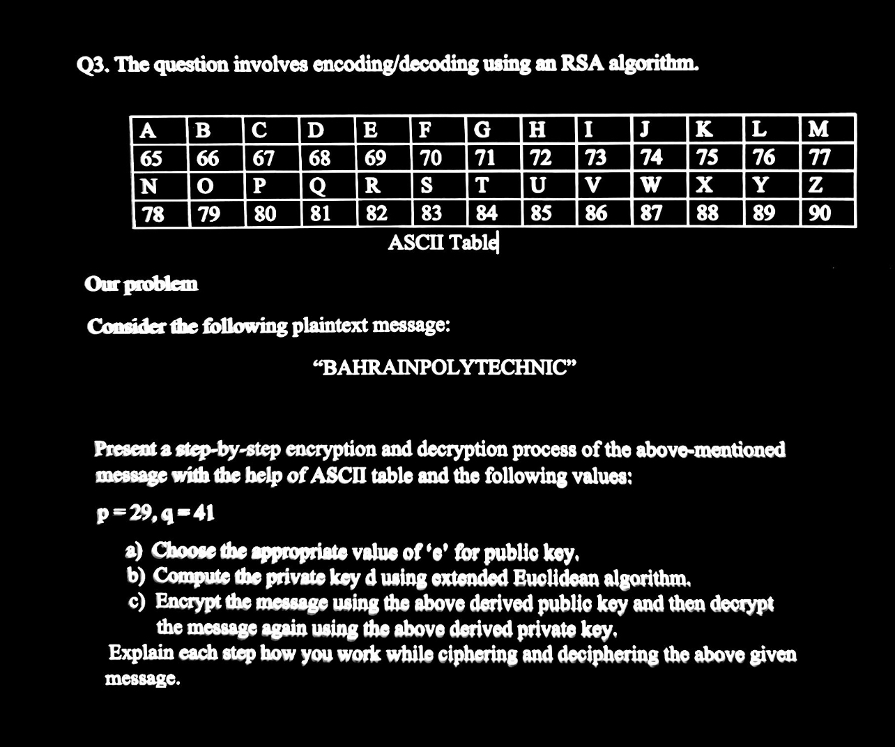 Solved Q3. The question involves encoding/decoding using an | Chegg.com