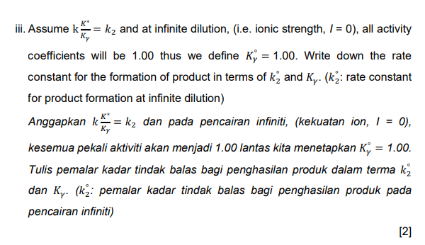 Solved = iii. Assume k = ky and at infinite dilution, (i.e. | Chegg.com
