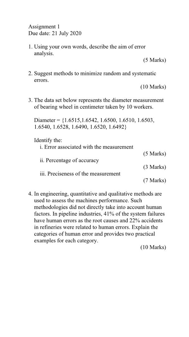 Solved Assignment 1 Due date: 21 July 2020 1. Using your own | Chegg.com